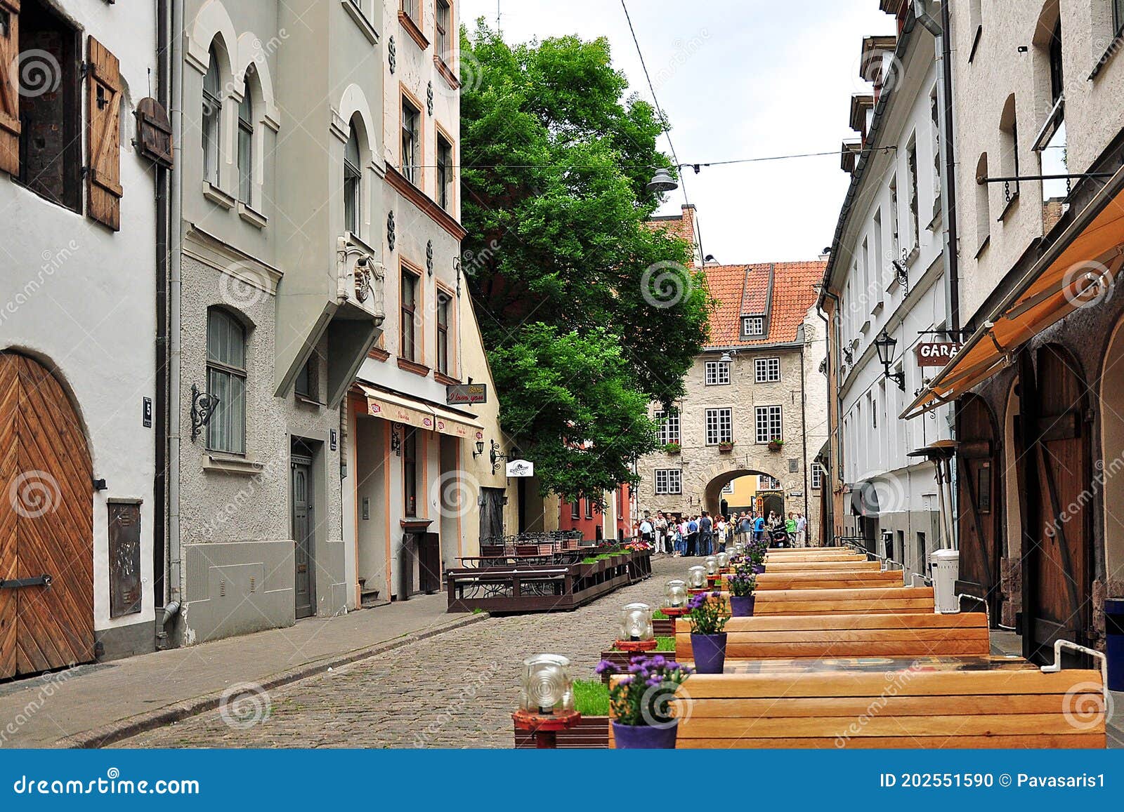 Cafe on the Street at the Swedish Gate in Riga Editorial Image - Image ...
