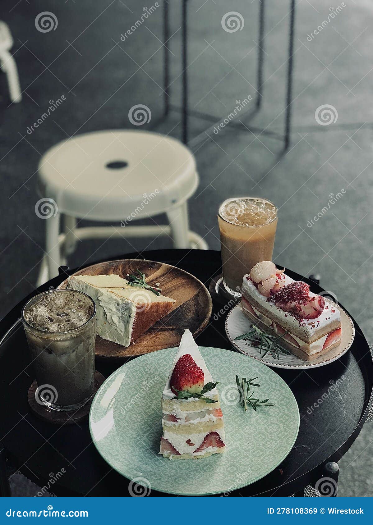 Cafe Table with Desserts and a Cup of Coffee, Creating a Delectable ...