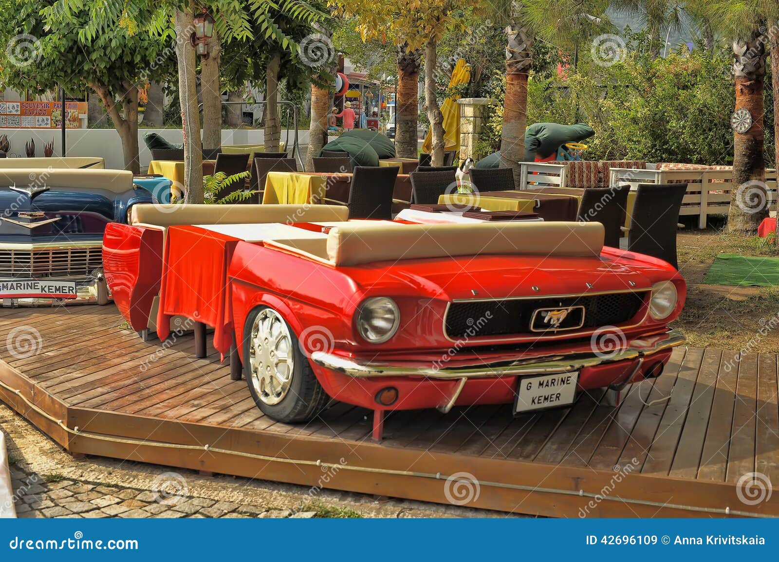 Cafe with a Table in the Form of a Car Editorial Stock Image - Image of ...