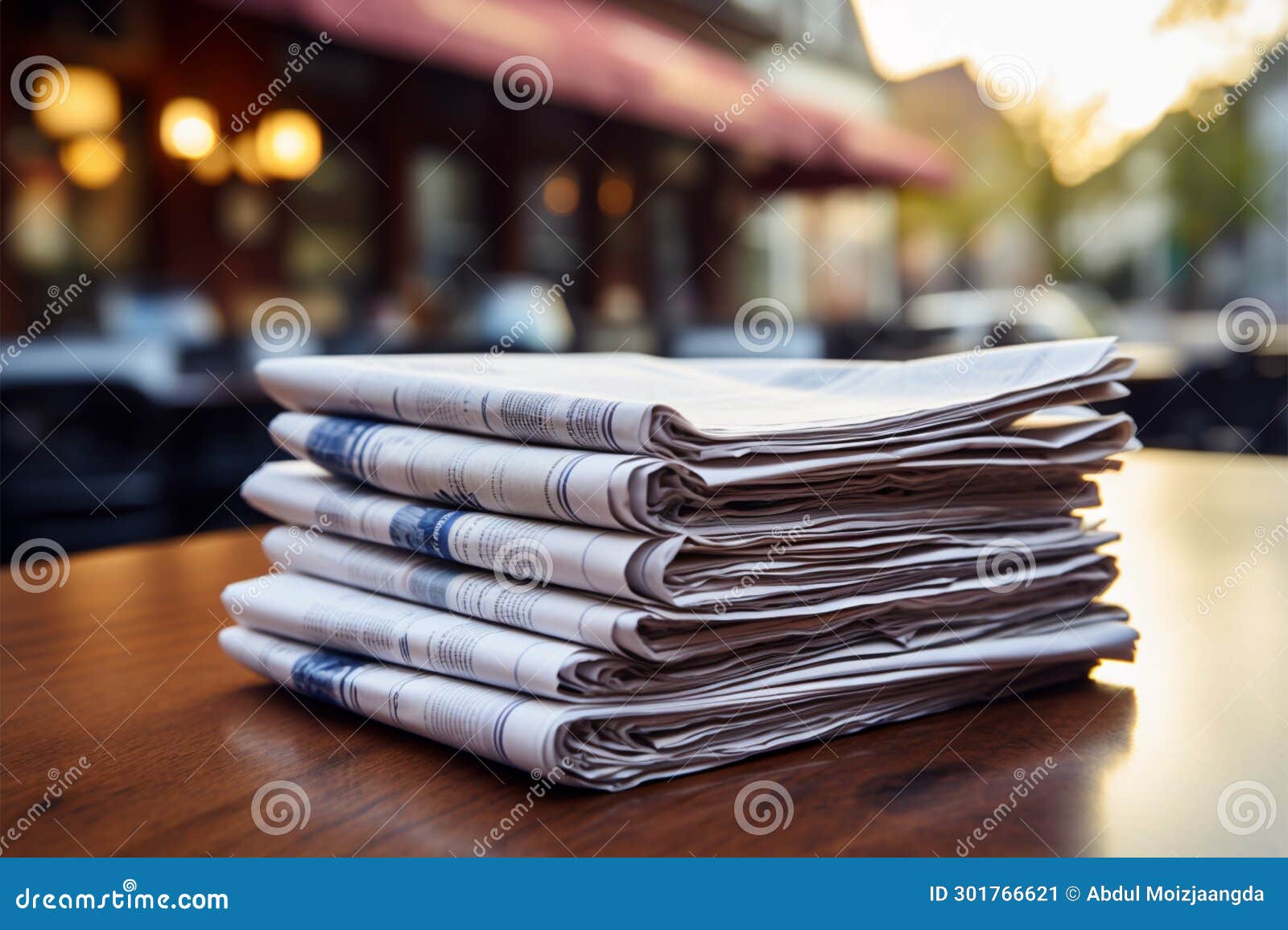 Cafe Table Hosts a Stack of Newspapers, Neatly Folded and Inviting ...