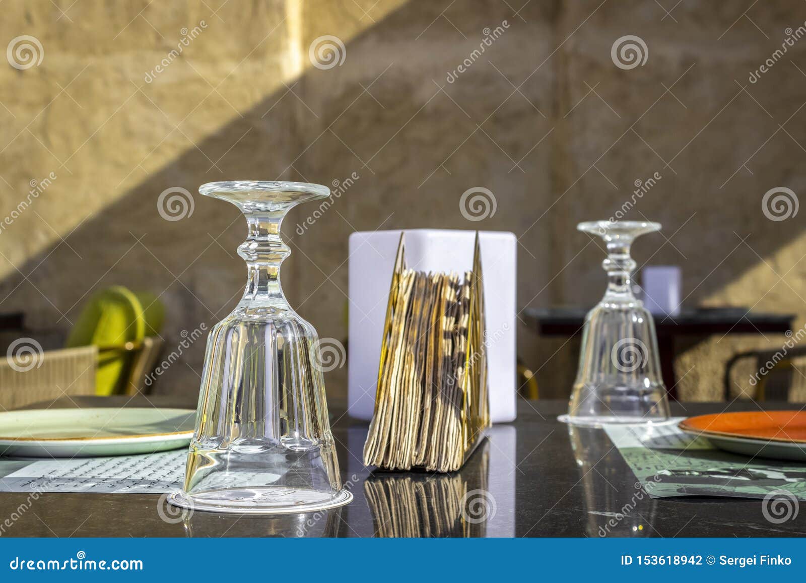 Cafe table setting stock photo. Image of flatware, luxury - 153618942