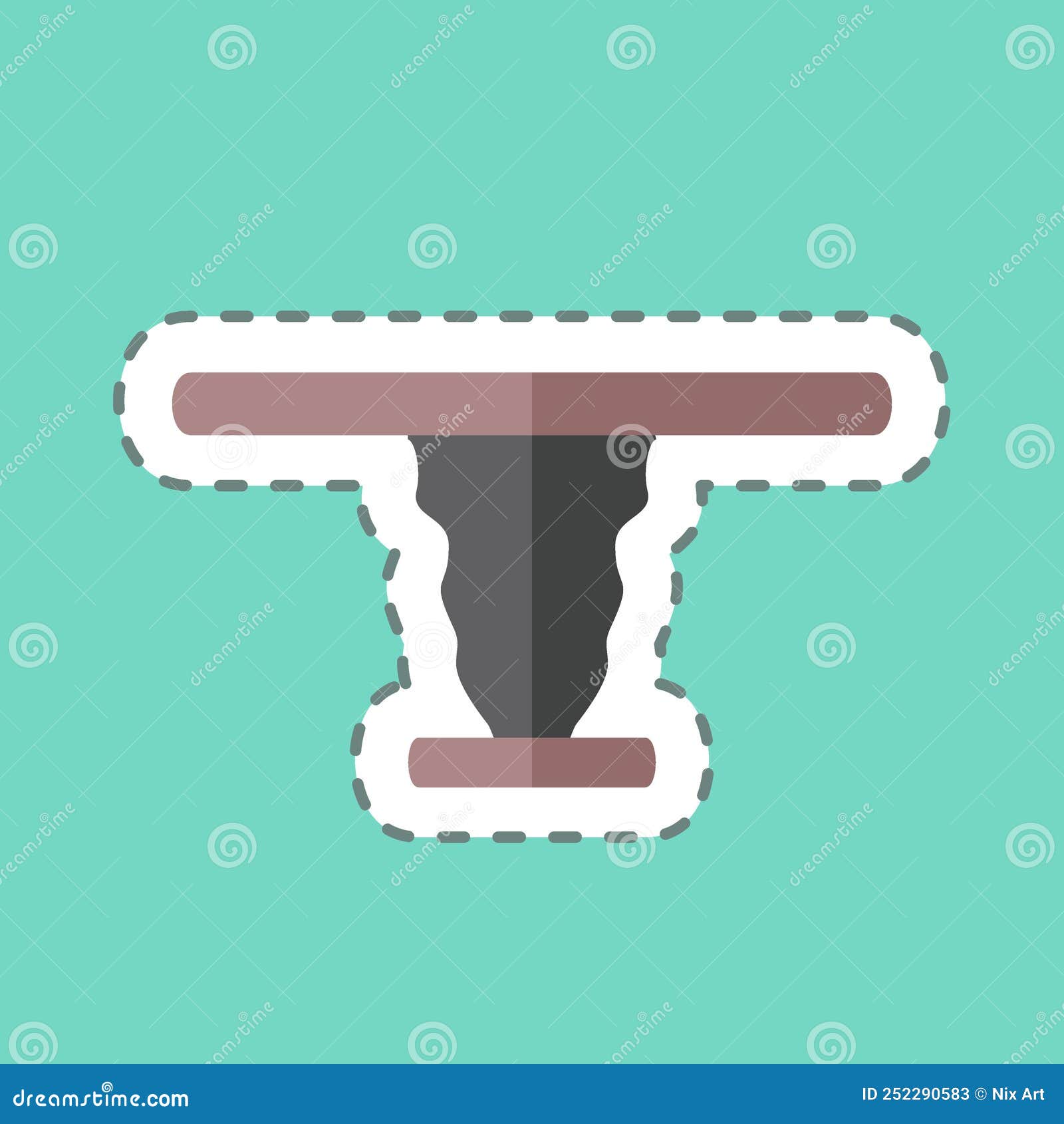 Cafe Table Sticker in Trendy Line Cut Isolated on Blue Background Stock ...