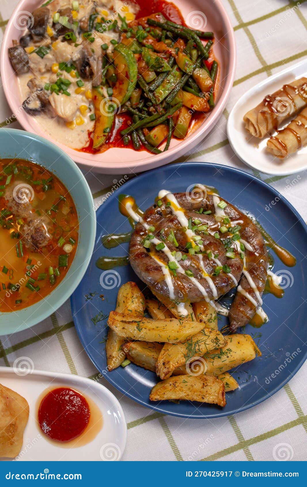 In the Cafe on the Table Top View of a Set Lunch Stock Image - Image of ...