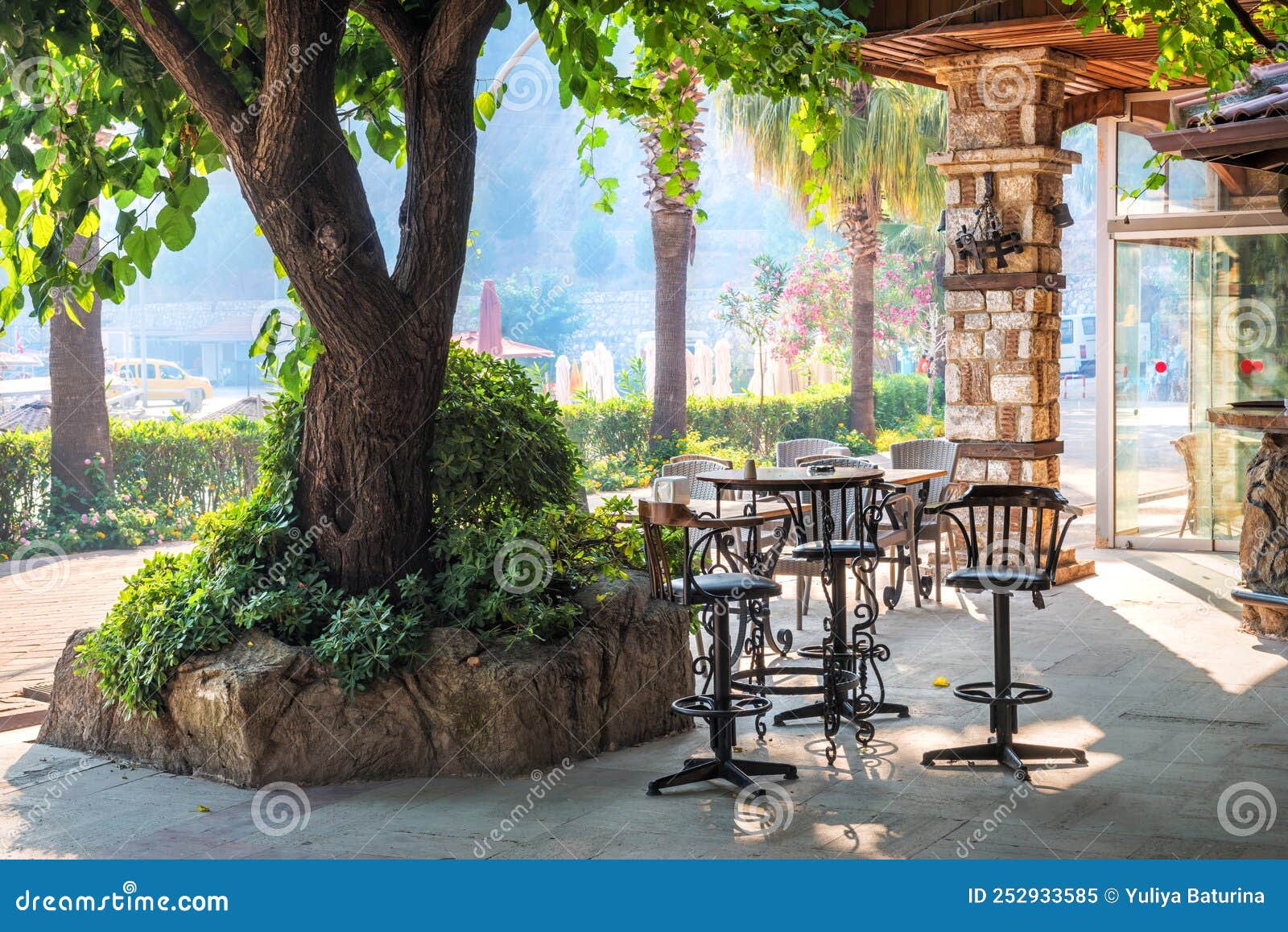 Cafe Tables Under a Tree, Marmaris, Turkey Stock Image - Image of ...