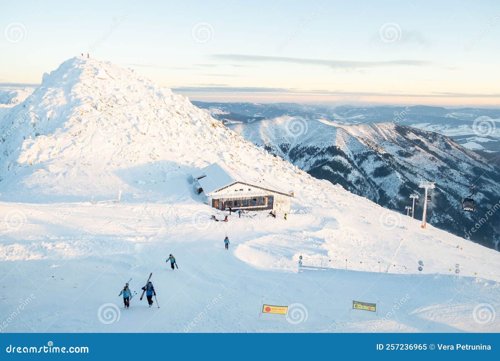 Cafe on the Top of Ski Resort Mountains Stock Image - Image of ...