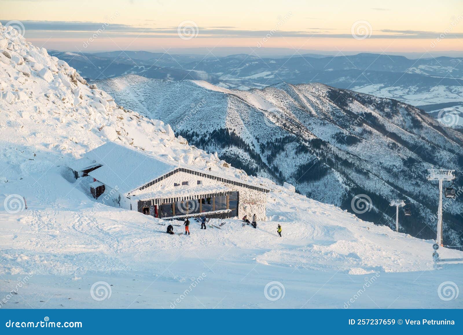 Cafe on the Top of Ski Resort Mountains Stock Image - Image of scenic ...