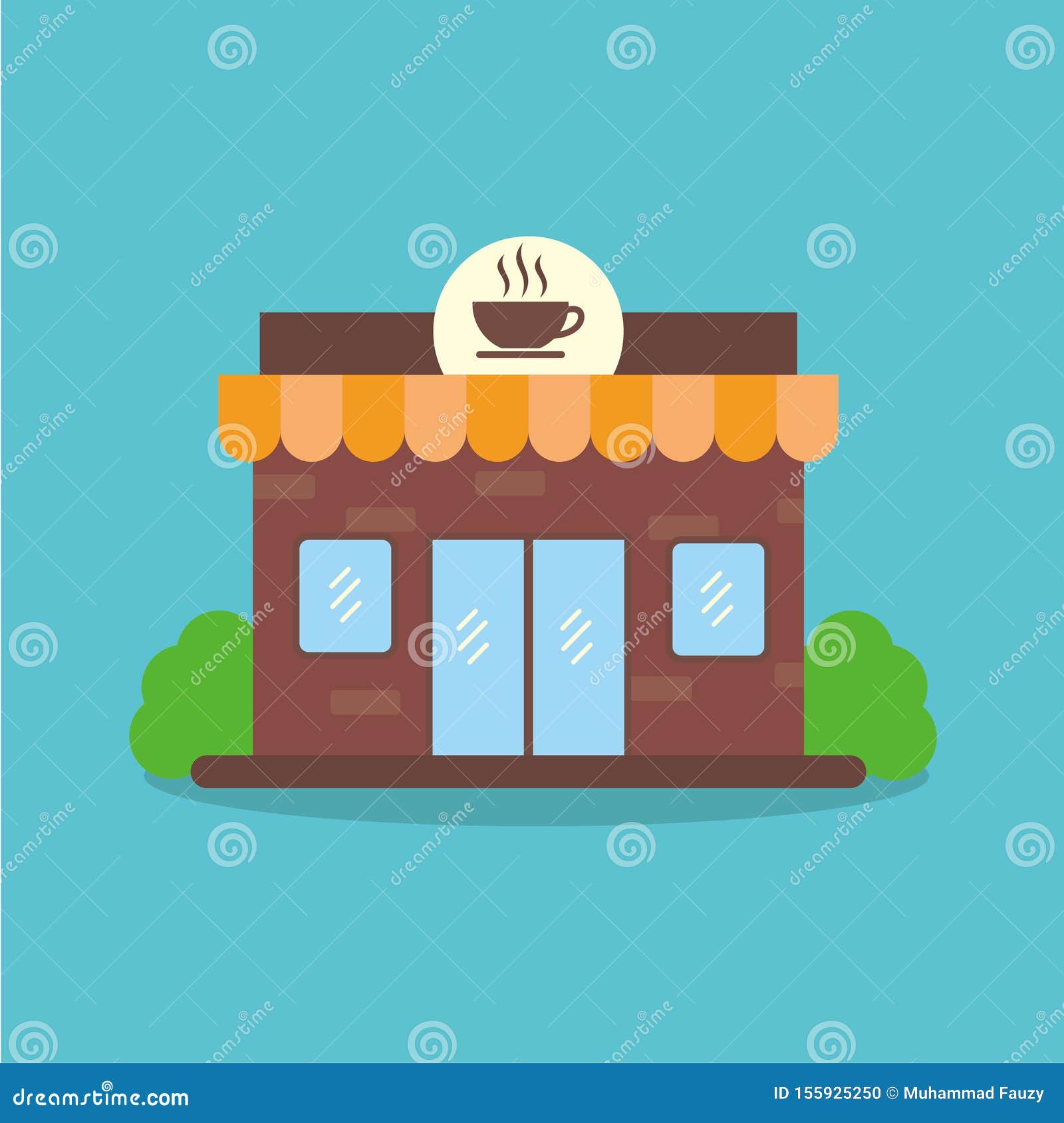 Cafe Vector with Simple Flat Design Stock Vector - Illustration of ...