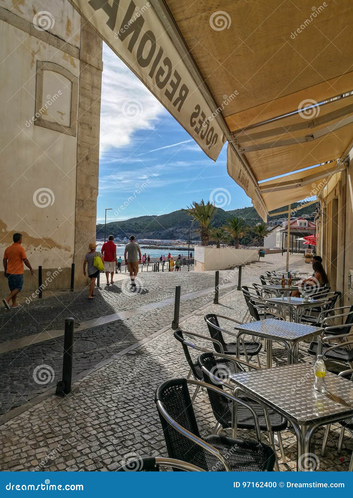 Cafe view Portugal editorial image. Image of destination - 97162400