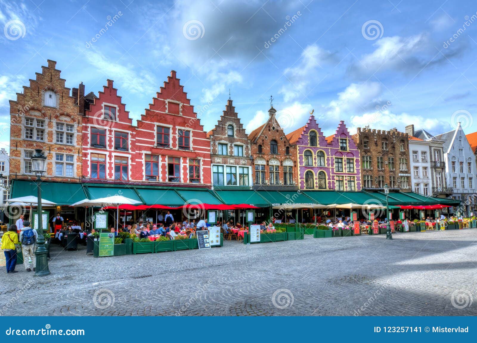 Cafes and Restaurants on Bruges Market Square, Belgium Editorial Photo ...