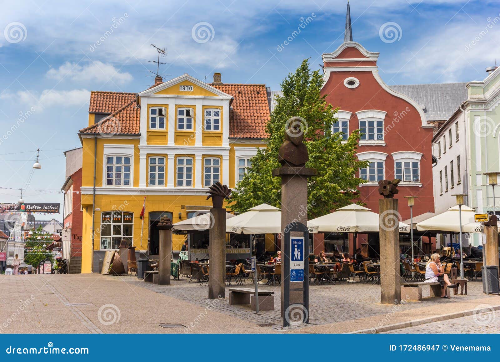 Cafes and Restaurants at the Central Square of Haderslev Editorial ...
