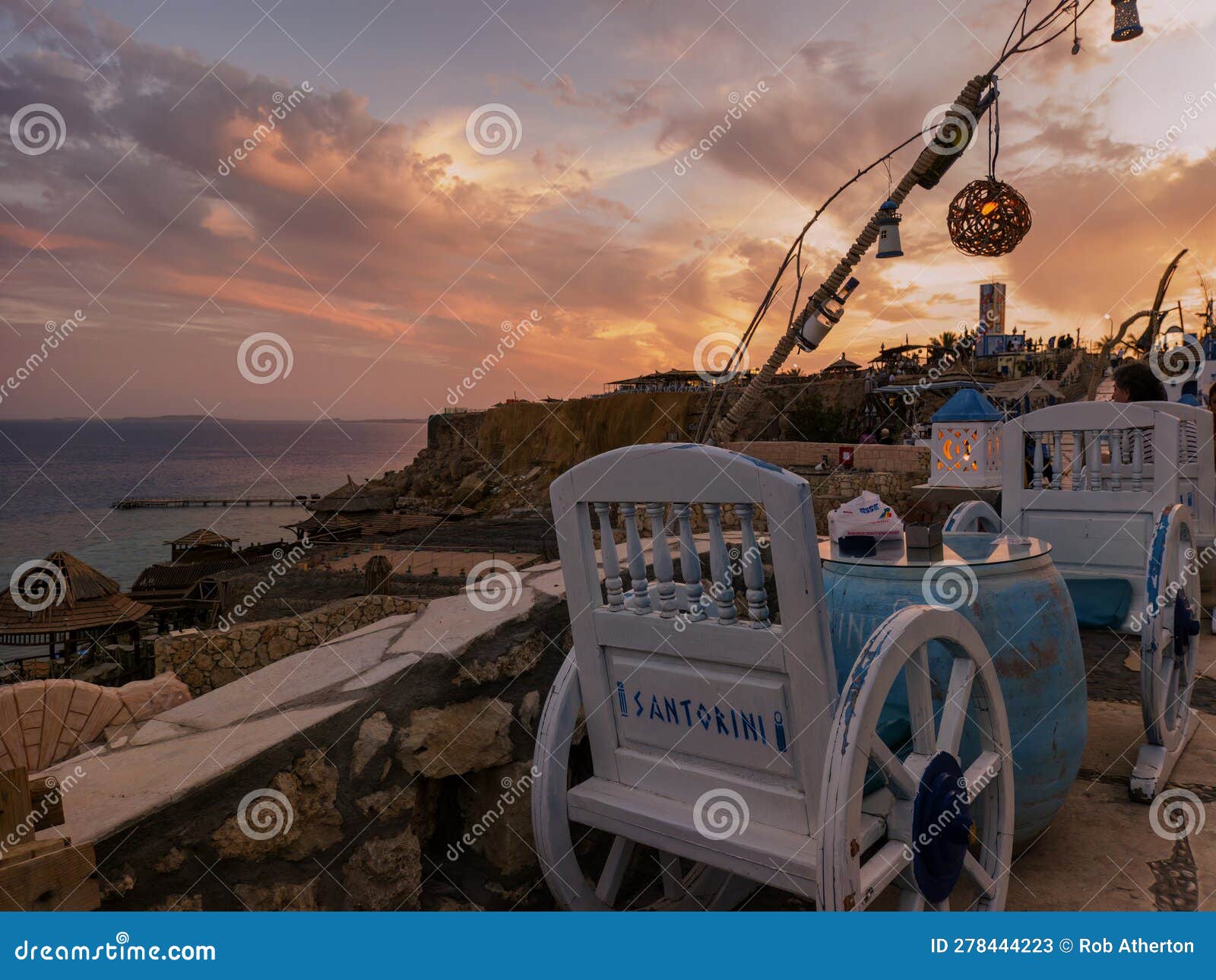 Cafes and Restaurants on the Cliffs at Sunset in Hadaba, Sharm El ...