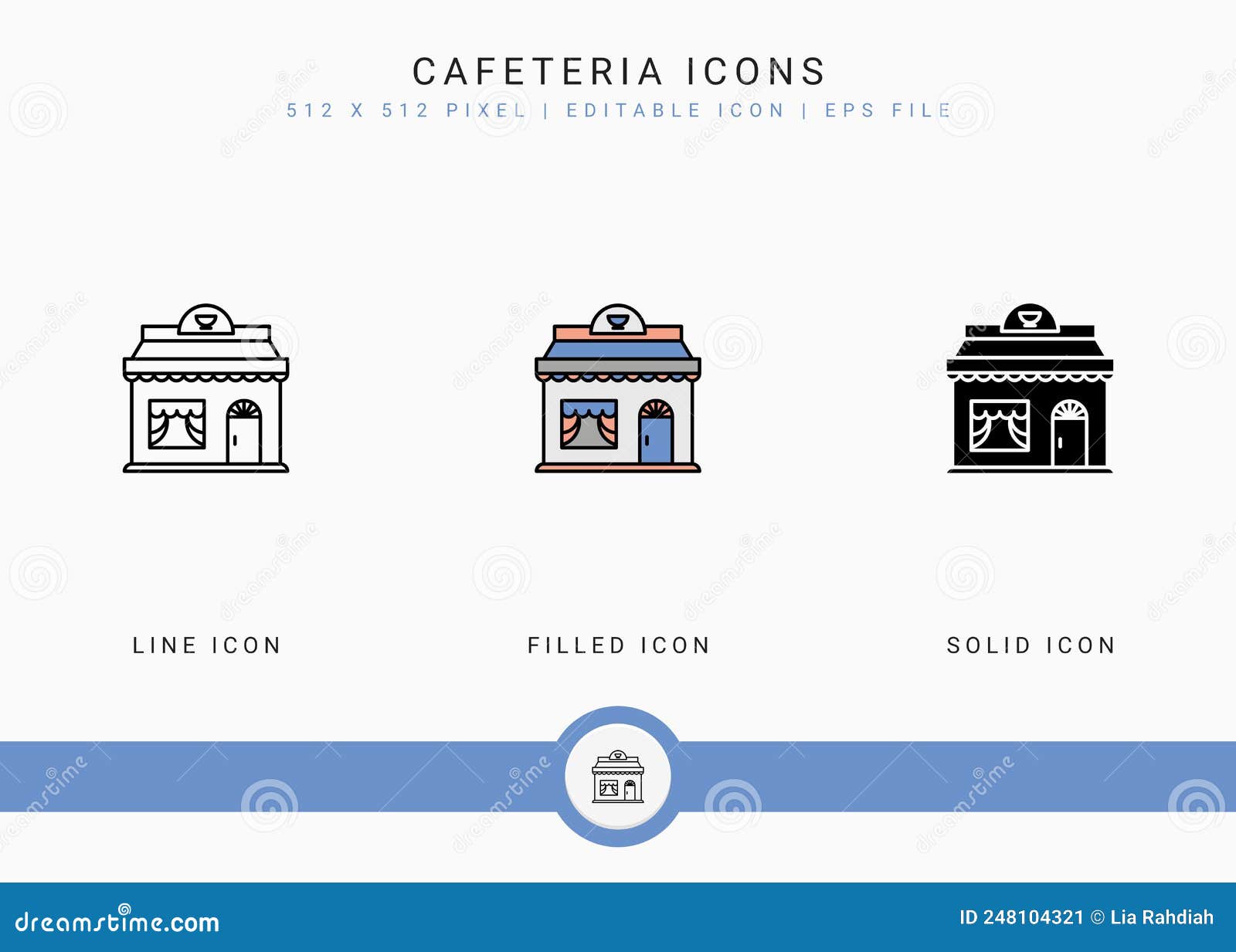 Cafeteria Icons Set Vector Illustration with Solid Icon Line Style ...