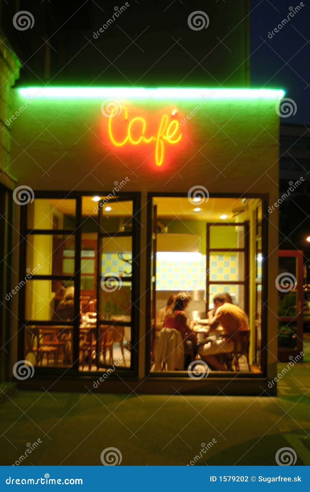 Cafeteria by night stock photo. Image of capital, cafeteria - 1579202