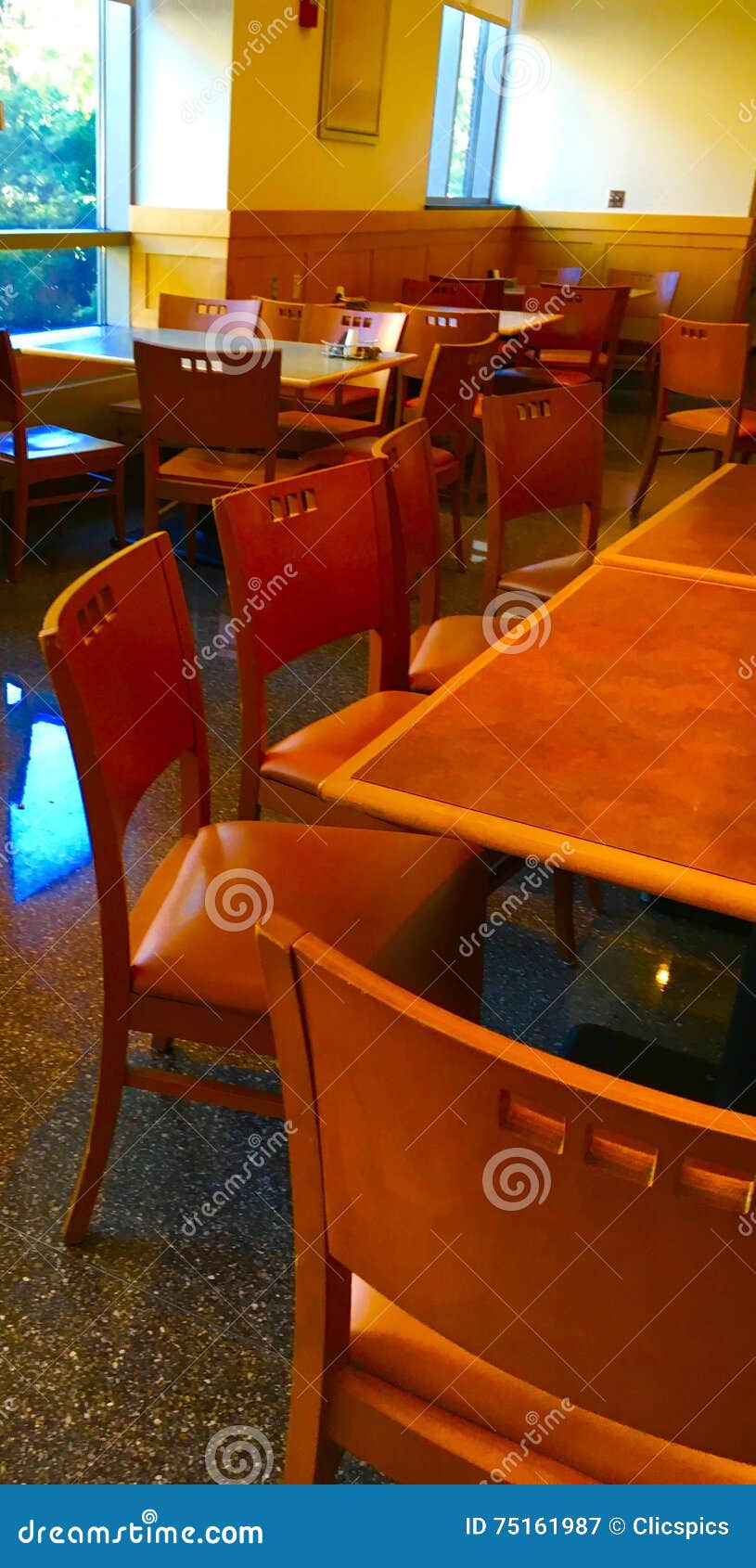 Cafeteria Seating stock image. Image of chairs, bright - 75161987