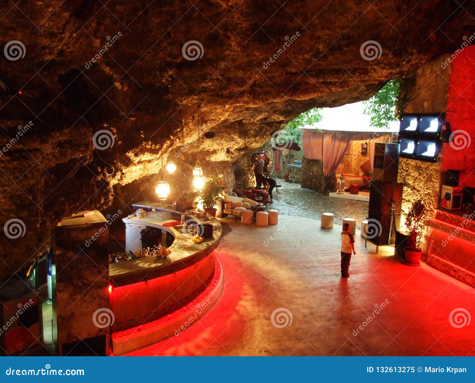 Caffe bar the cave editorial image. Image of cave, evening - 132613275