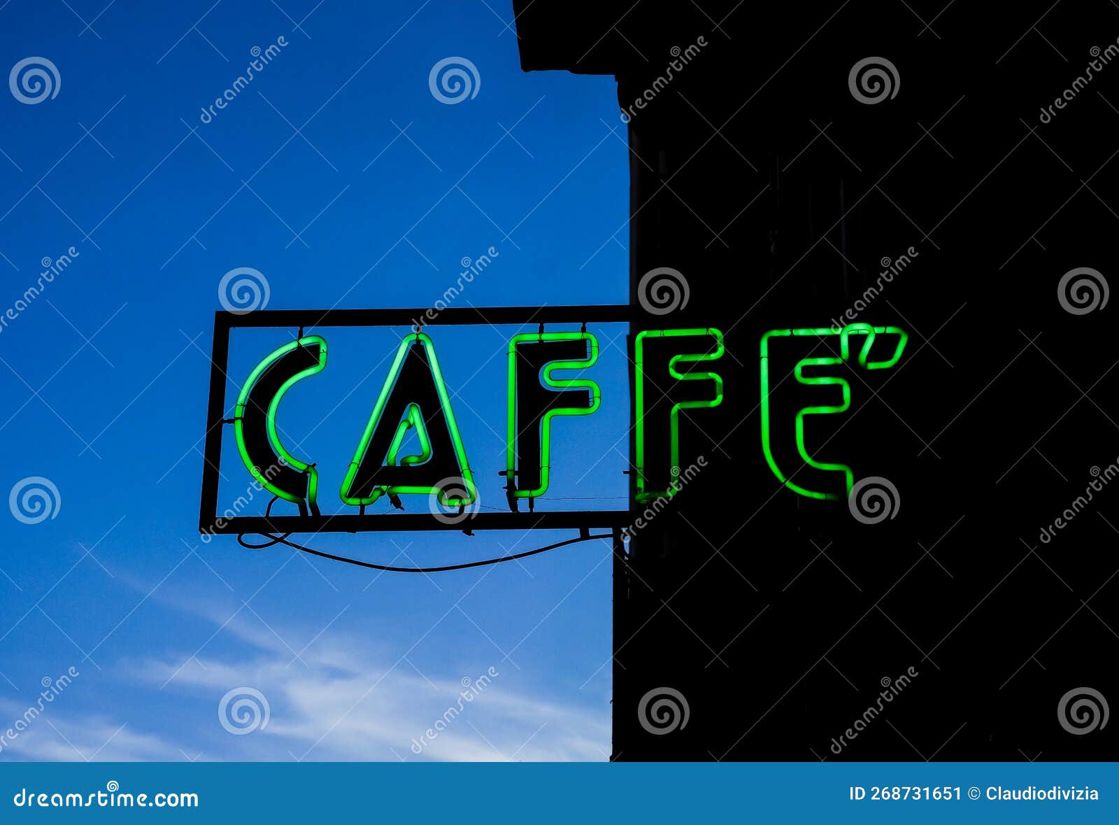 Caffe neon light bar sign stock image. Image of green - 268731651