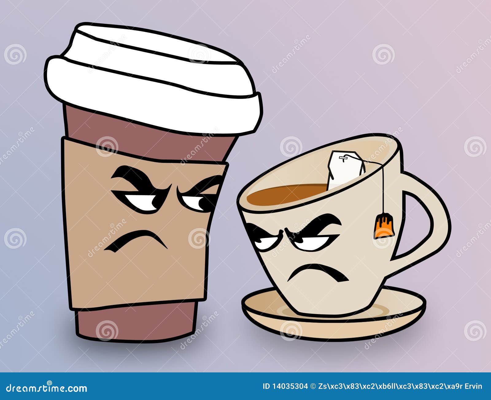 Caffee vs. tea stock illustration. Illustration of drink - 14035304