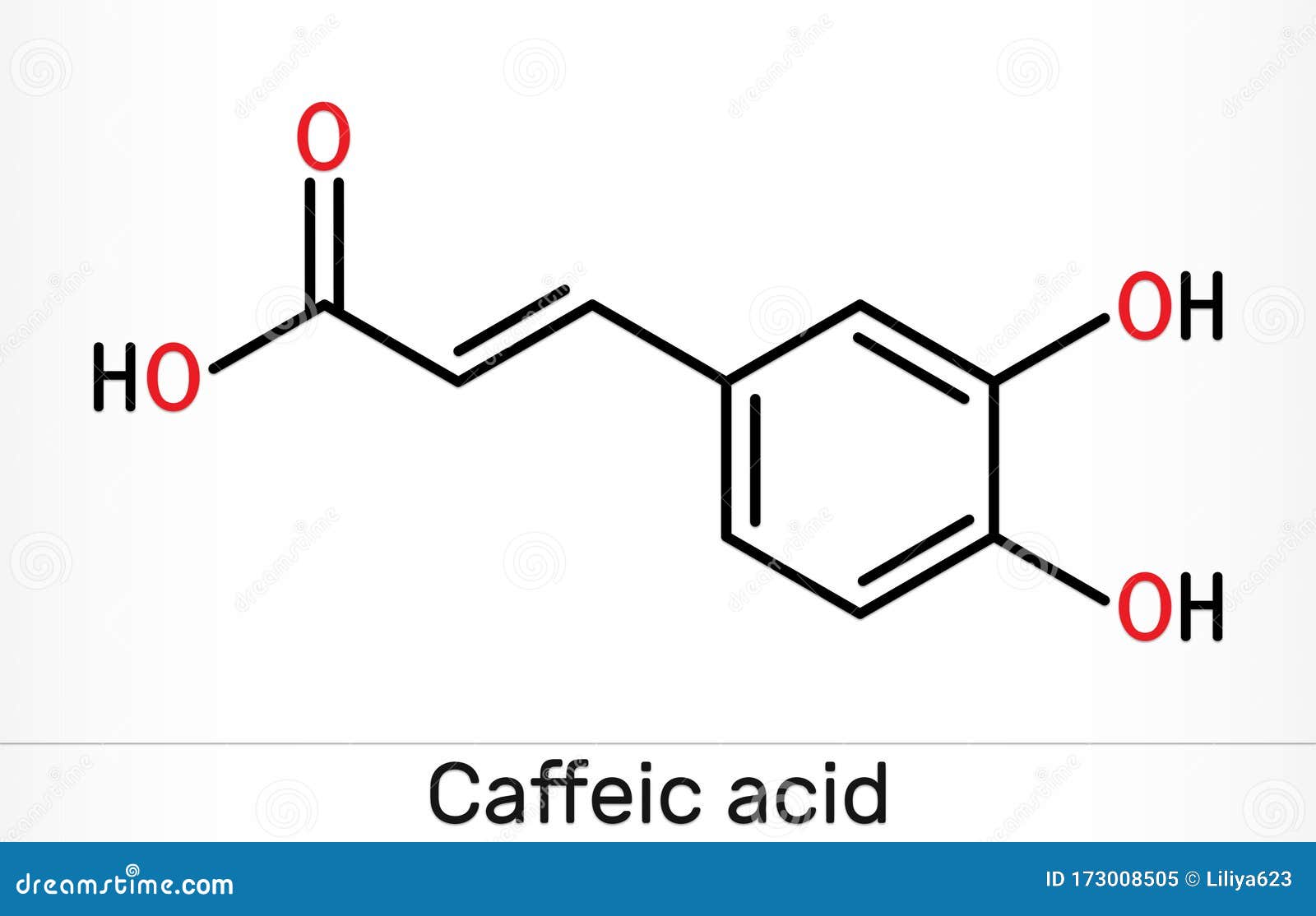 Caffeic Acid, C9H8O4 Molecule. it is Hydroxycinnamic Acid with ...