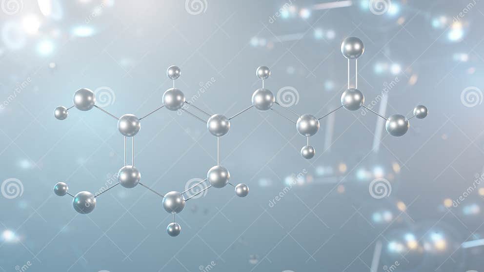Caffeic Acid Molecular Structure, 3d Model Molecule, Hydroxycinnamic ...