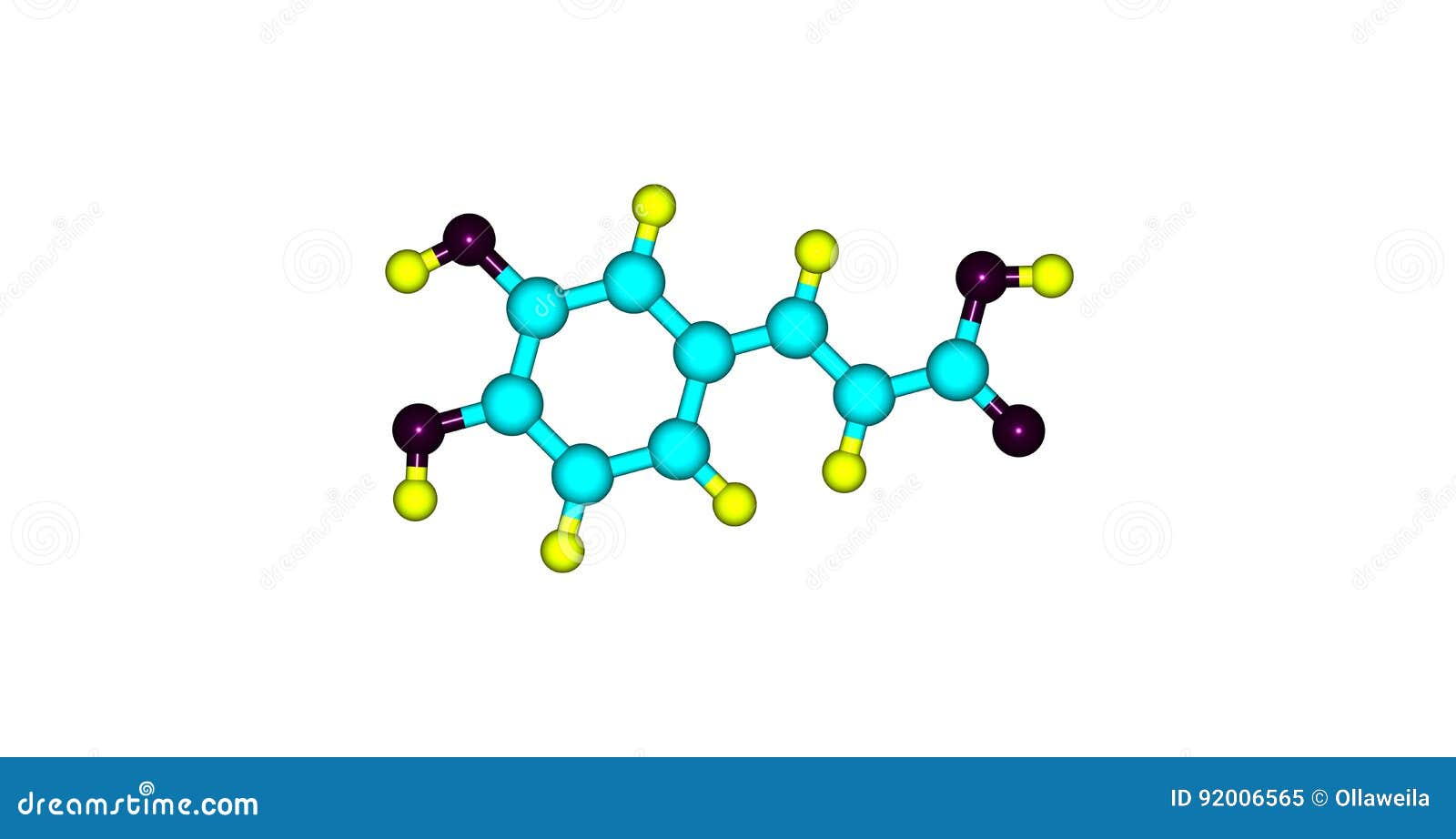 Caffeic Acid Molecule Skeletal Formula. Intermediate In The ...