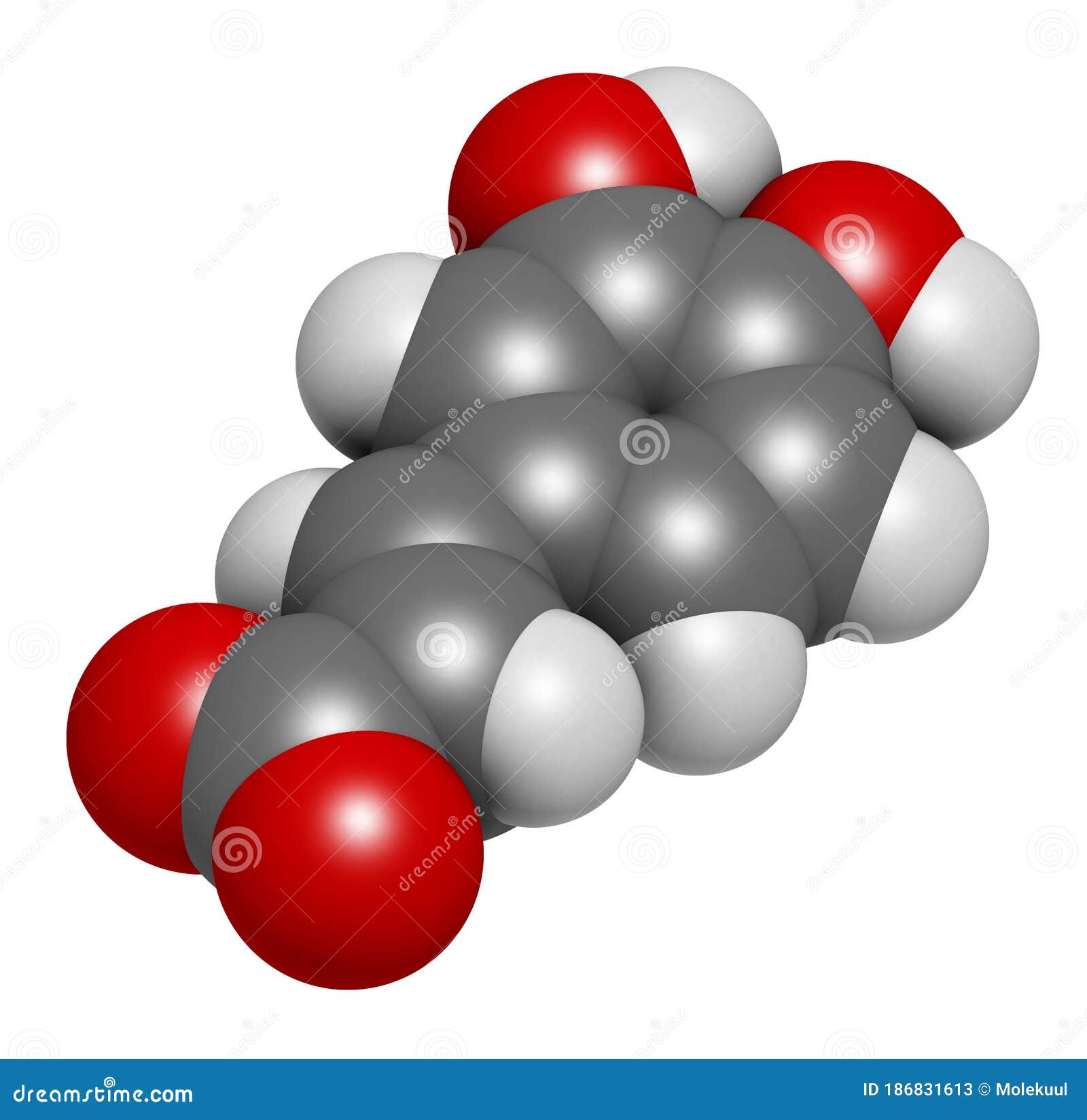 Caffeic Acid Molecule. Intermediate in the Biosynthesis of Lignin. 3D ...