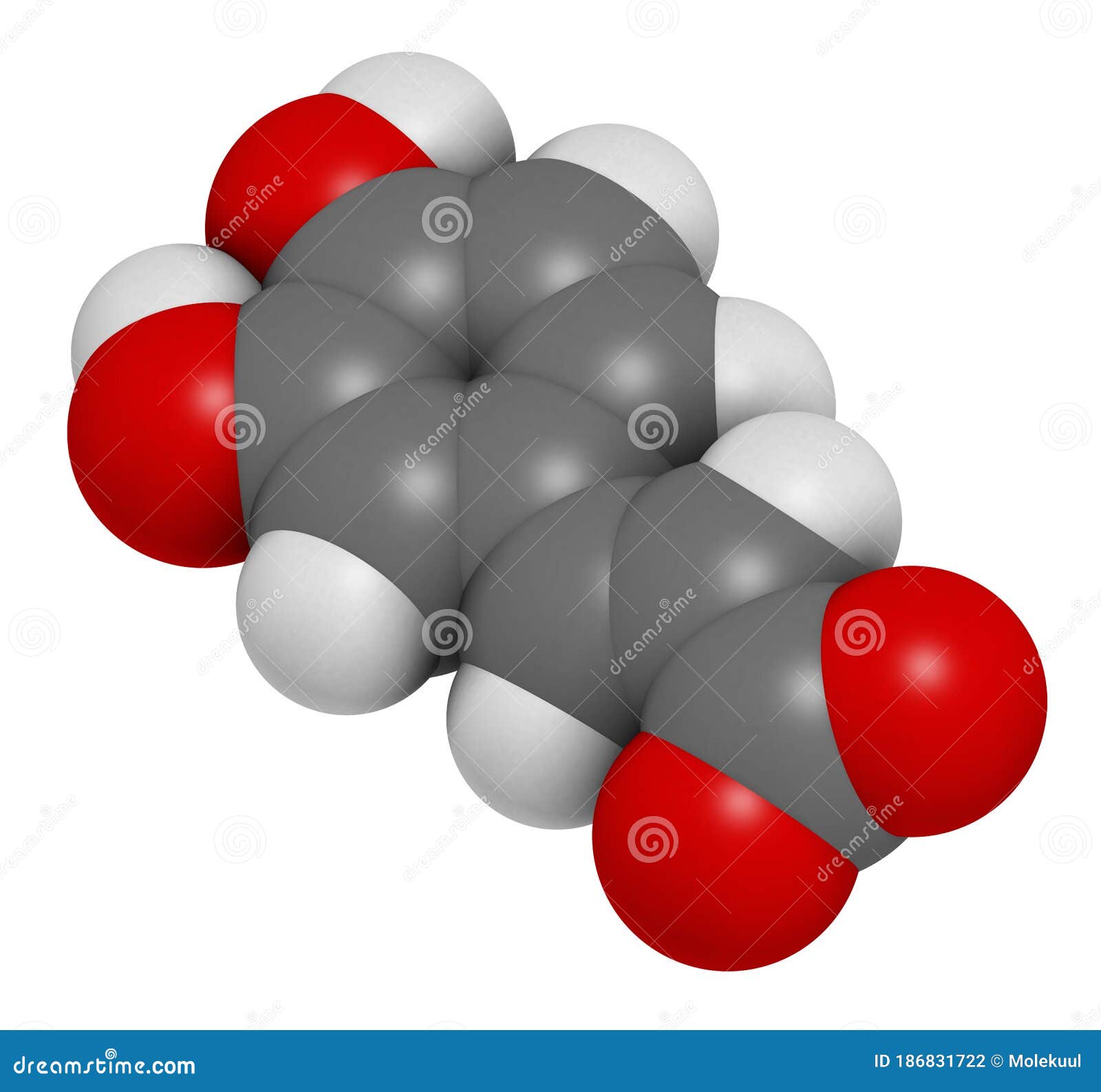 Caffeic Acid Molecule. Intermediate in the Biosynthesis of Lignin. 3D ...