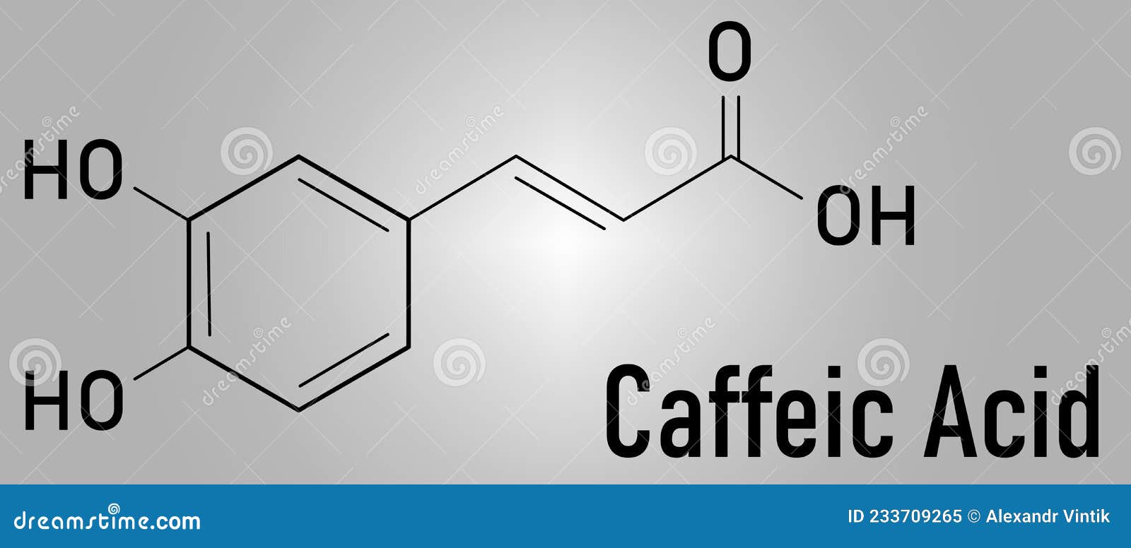 Caffeic Acid Molecule Skeletal Formula. Intermediate in the ...
