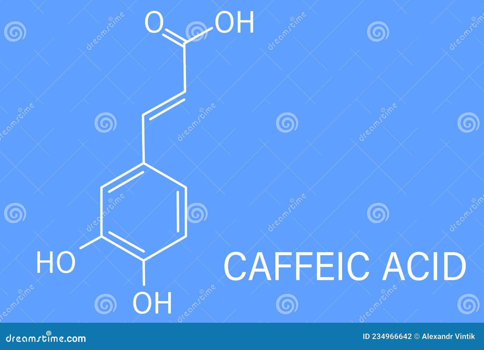 Caffeic Acid Molecule Skeletal Formula. Intermediate In The ...