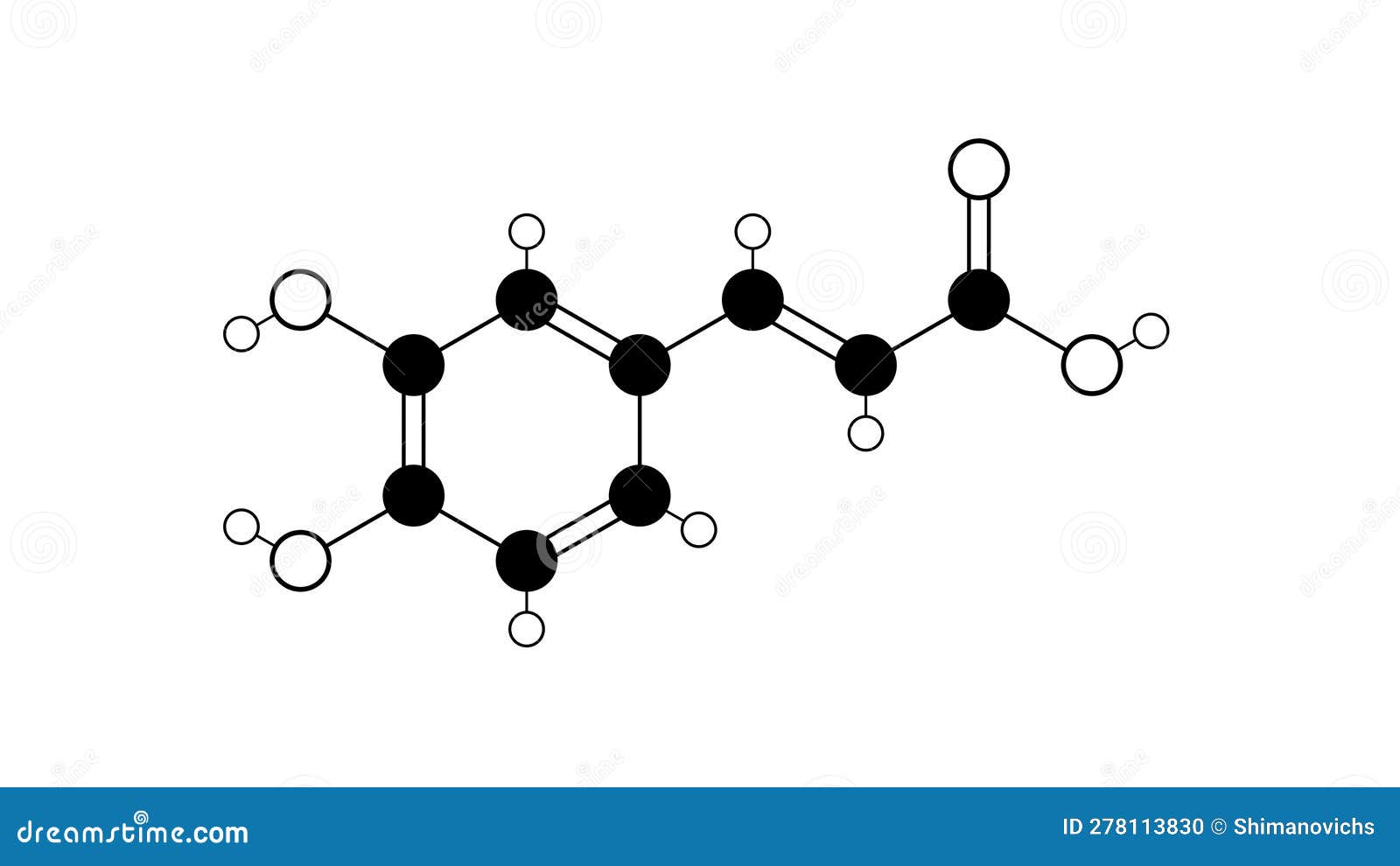 Caffeic Acid, C9H8O4 Molecule. It Is Hydroxycinnamic Acid With ...