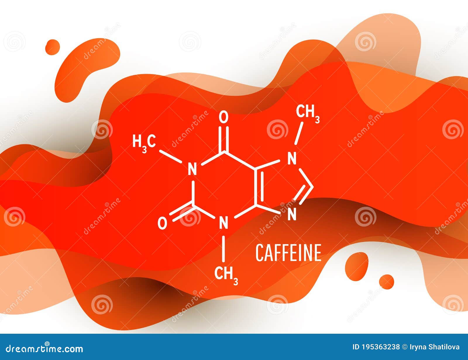 Caffeine Chemical Molecule Structure With Liquid Fluid Gradient Shape ...