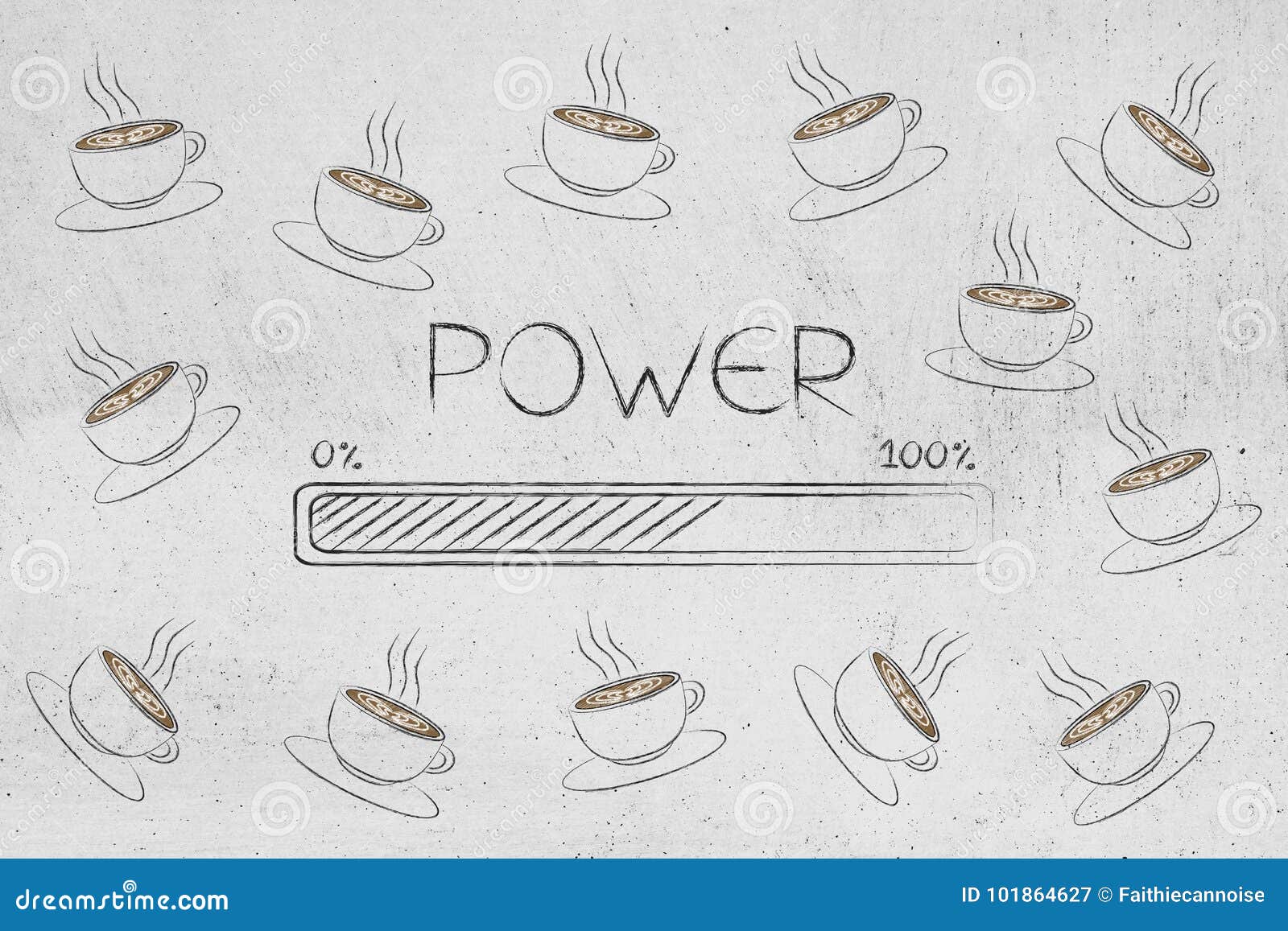 Power Progress Bar Loading Surrounded by Cups of Coffee Stock ...
