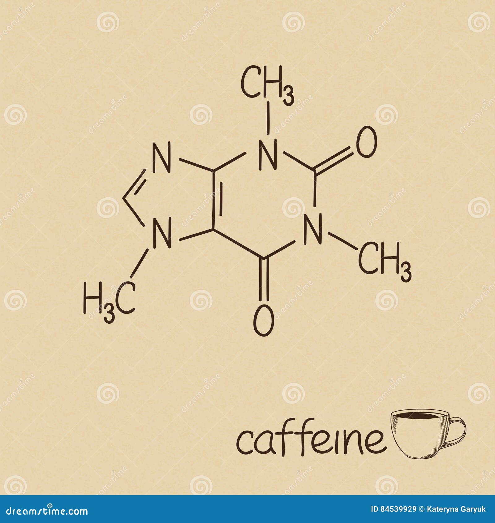 Caffeine stock vector. Illustration of molecular, doodle - 84539929