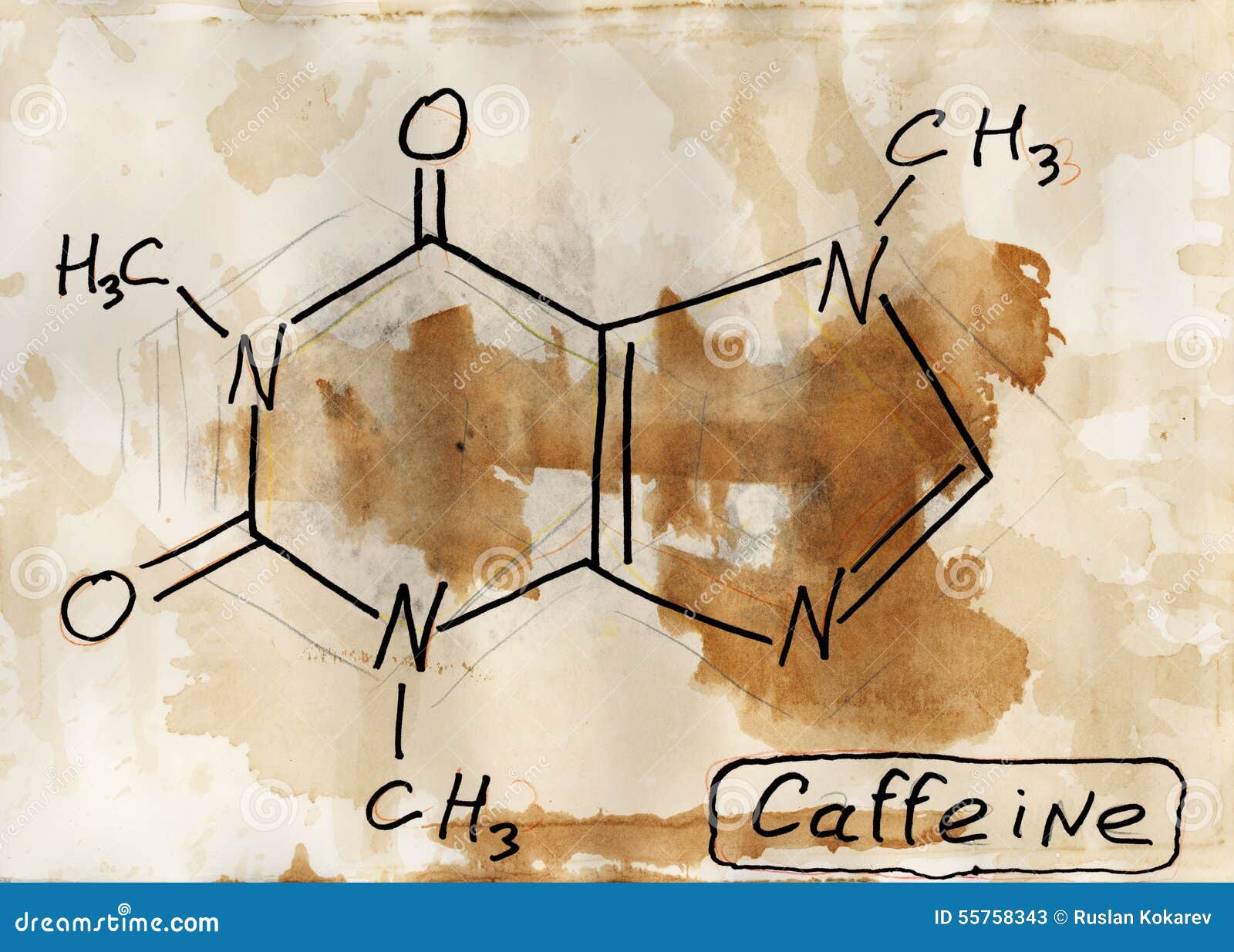 Caffeine. stock illustration. Illustration of sketch - 55758343