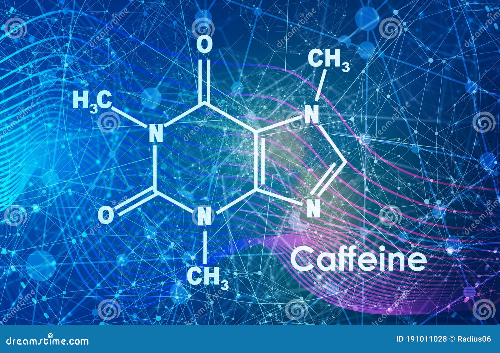 Caffeine molecular formula stock illustration. Illustration of ...