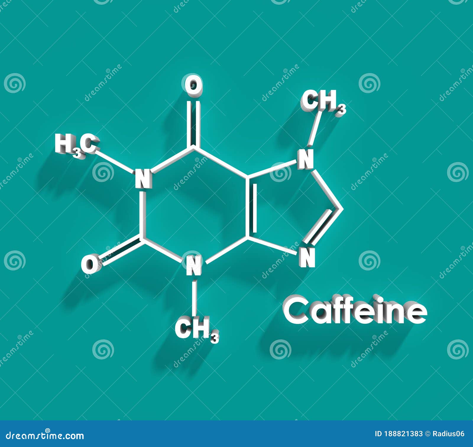 Caffeine molecular formula stock illustration. Illustration of nitrogen ...