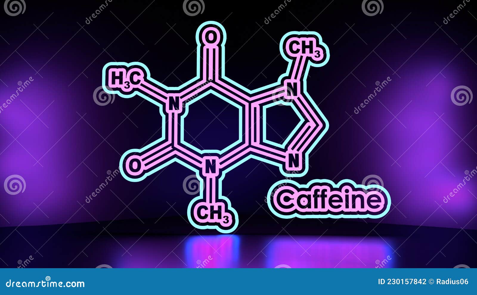 Caffeine Molecular Formula. Thin Line Style Illustration Stock ...
