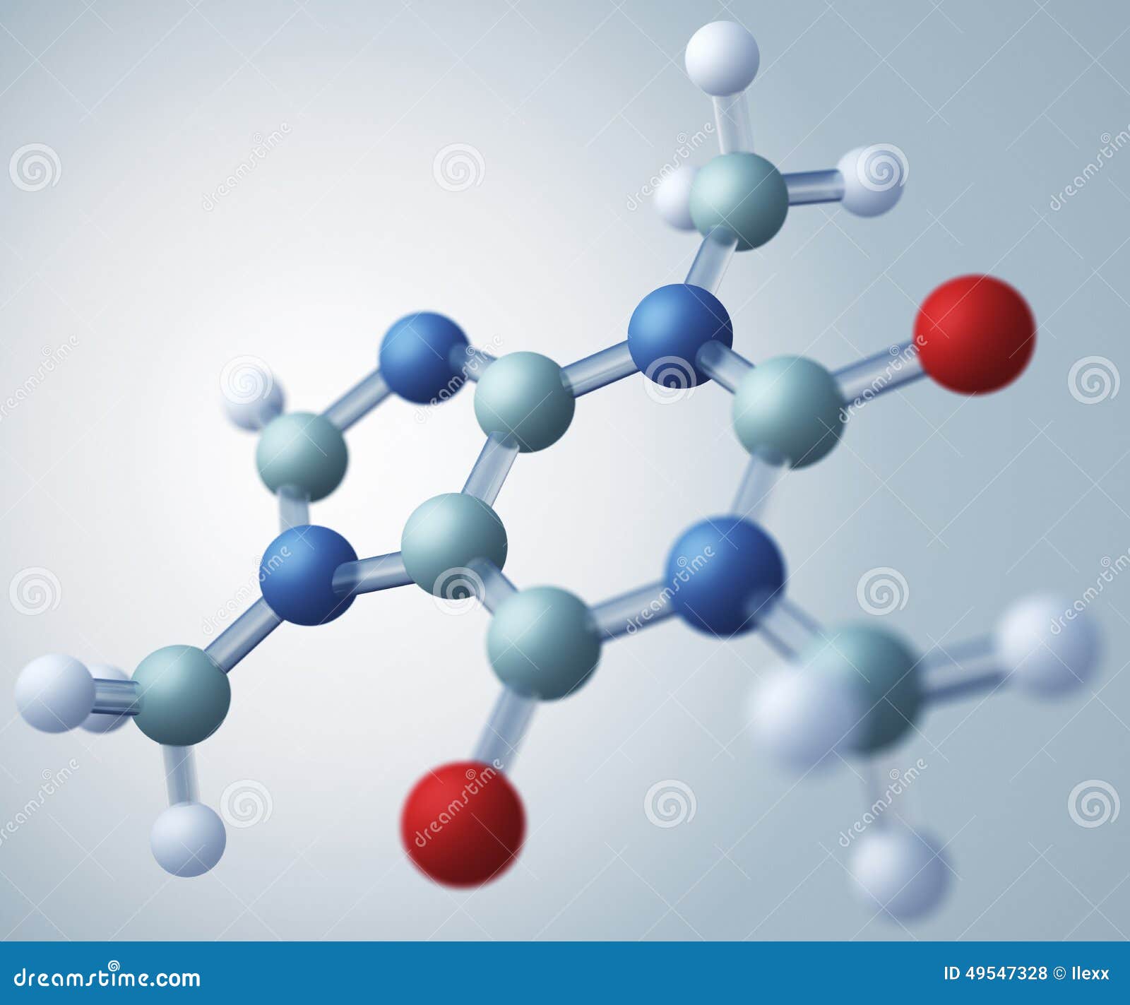 Caffeine molecular model stock illustration. Illustration of research ...