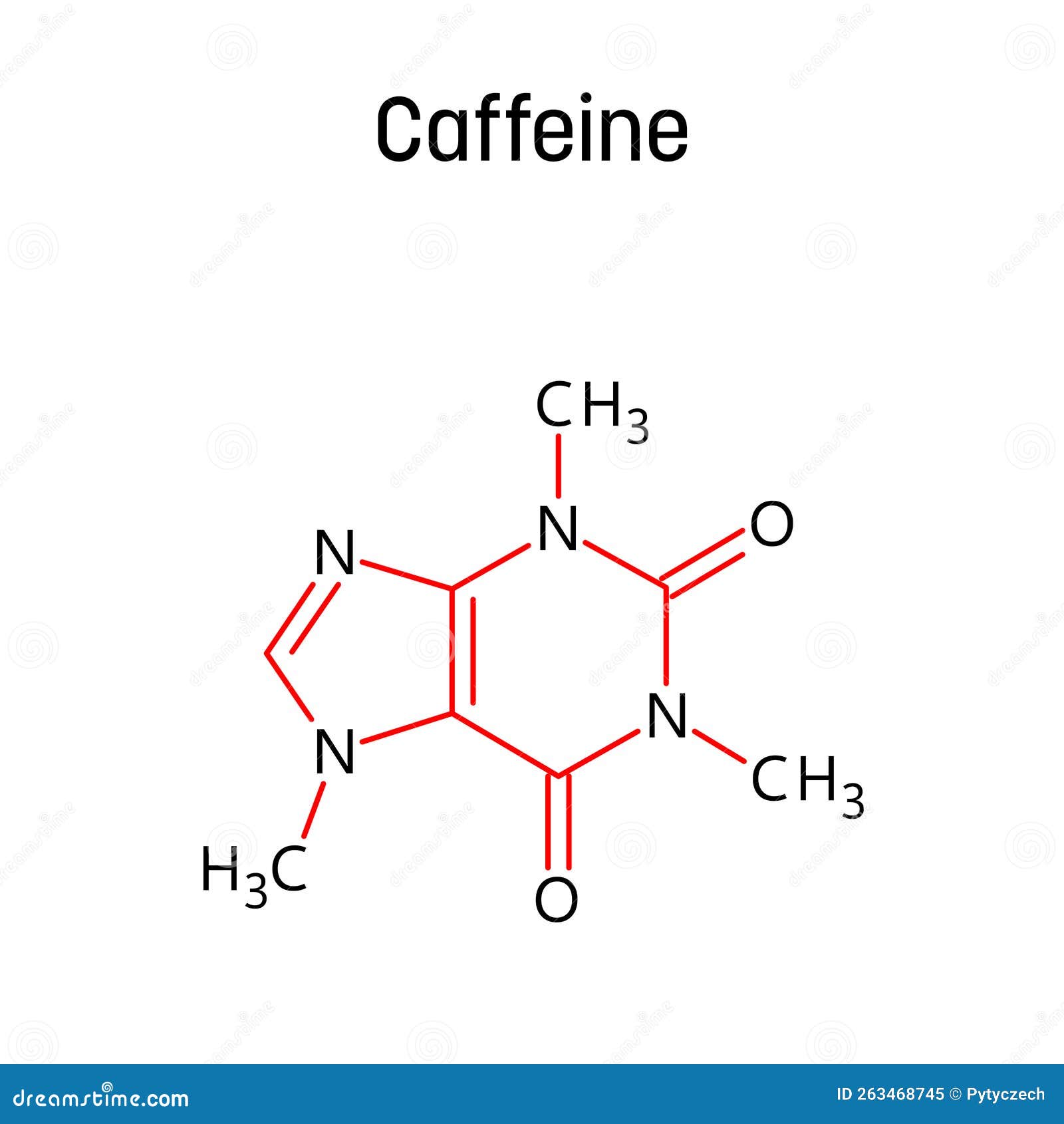 Caffeine Chemical Molecular Structural Formula Stock Illustration ...