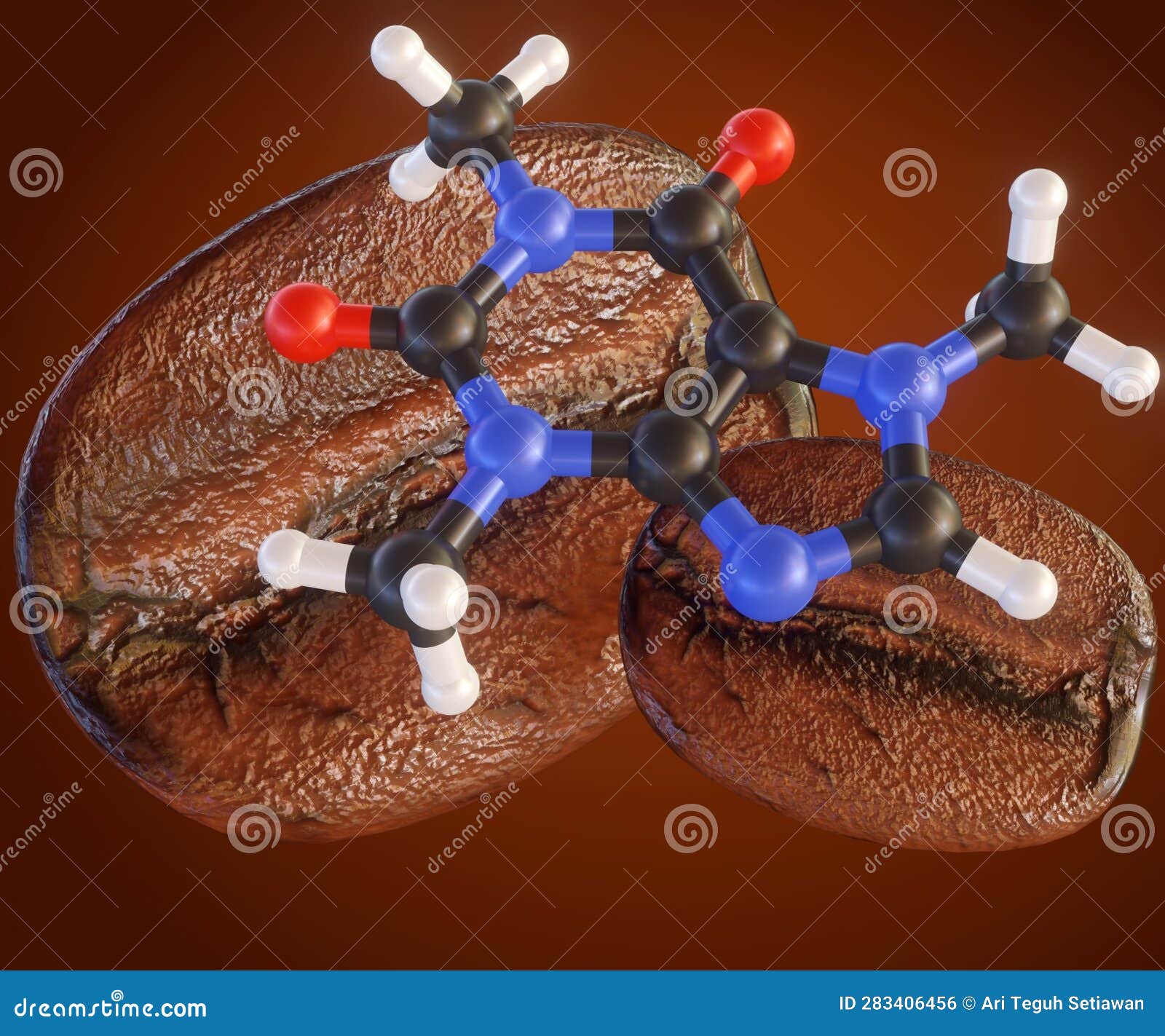 Caffeine Molecular Structure and Roasted Coffee Beans Stock ...