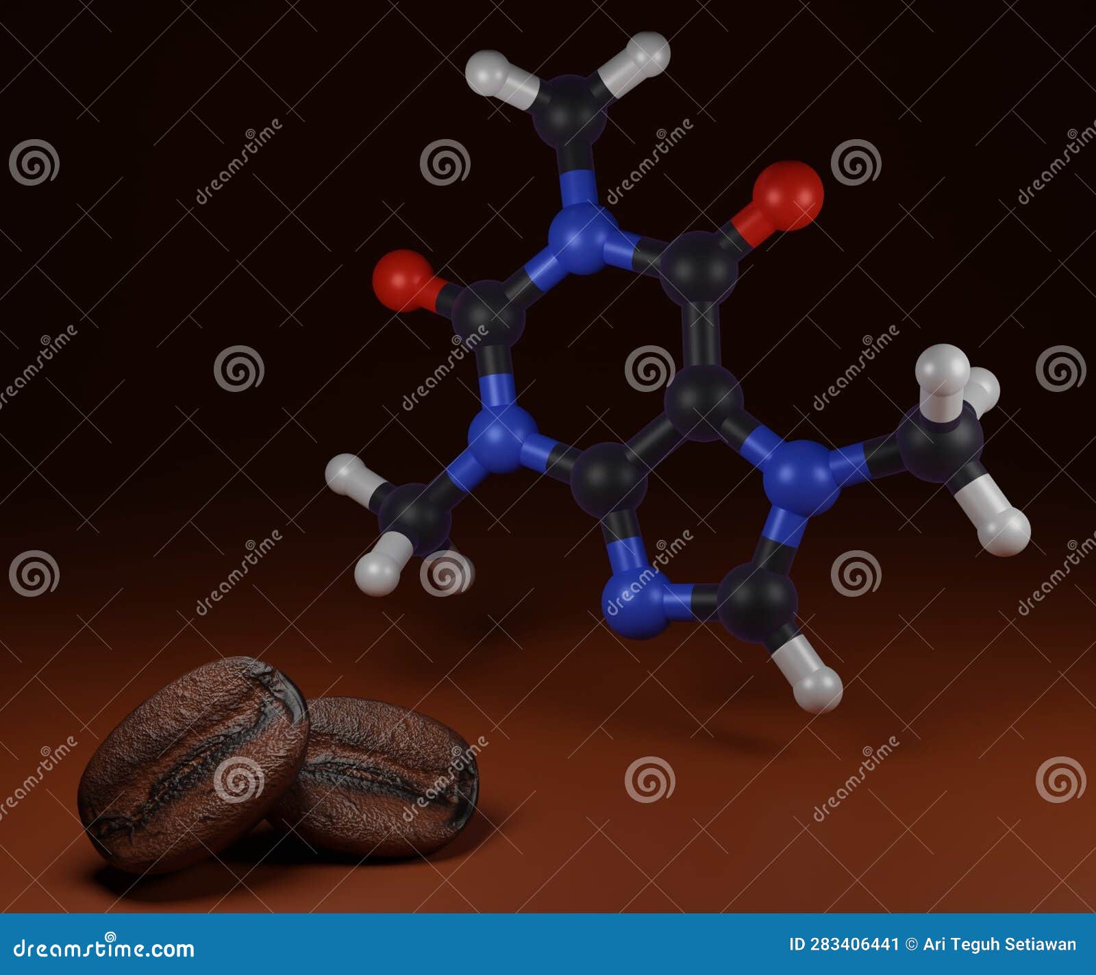 Caffeine Molecular Structure and Roasted Coffee Beans Stock ...