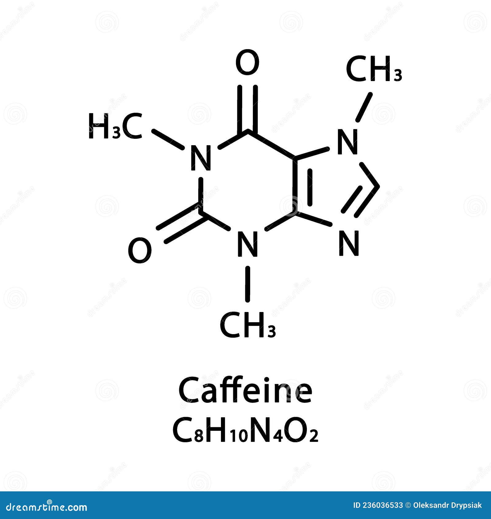 Caffeine Molecular Structure. Caffeine Skeletal Chemical Formula ...