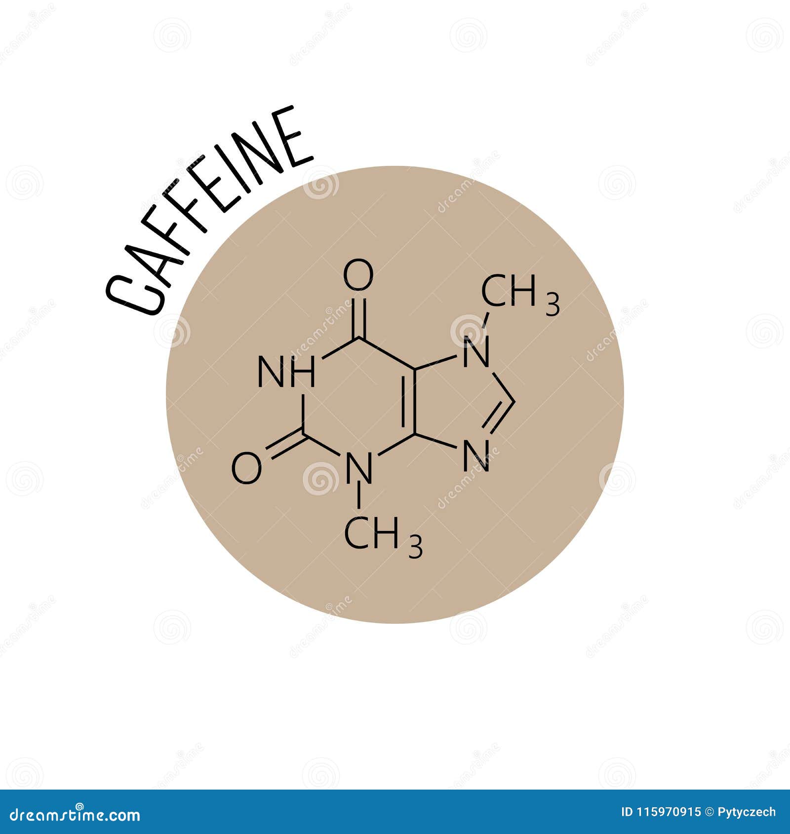 Caffeine Molecule. Chemical Skeletal Formula Designed in the Beige ... Caffeine Molecule. Chemical Skeletal Formula Designed in the Beige ...
