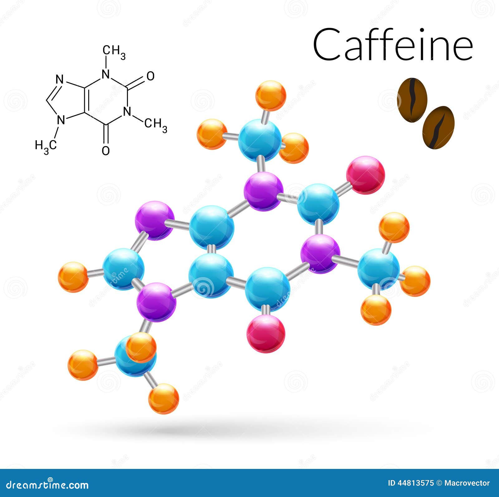 Caffeine Molecule 3d Cartoon Vector | CartoonDealer.com #44813575 Caffeine Molecule 3d Cartoon Vector | CartoonDealer.com #44813575