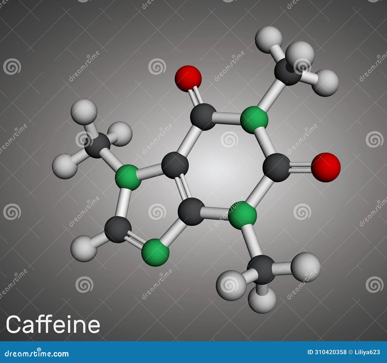 Caffeine Molecule. Molecular Model Stock Illustration - Illustration of ...