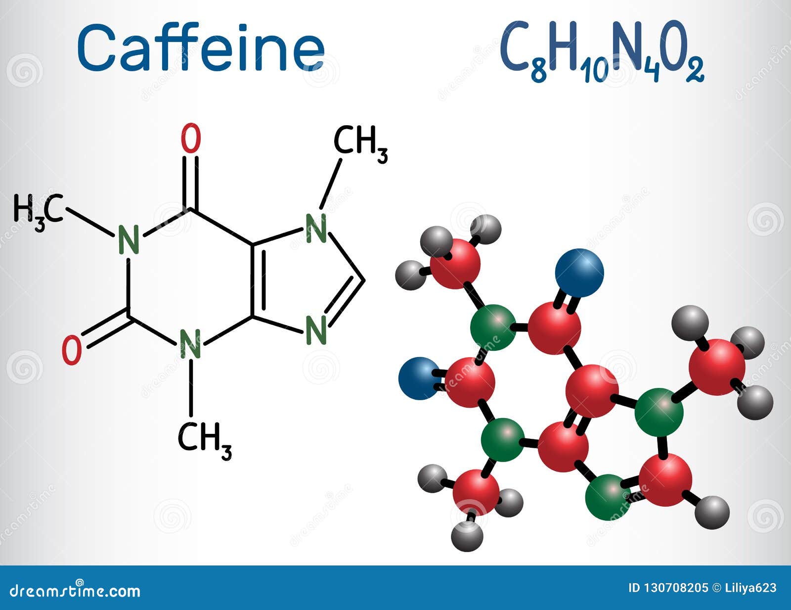 Caffeine Molecule. Structural Chemical Formula and Molecule Mode Stock ... Caffeine Molecule. Structural Chemical Formula and Molecule Mode Stock ...