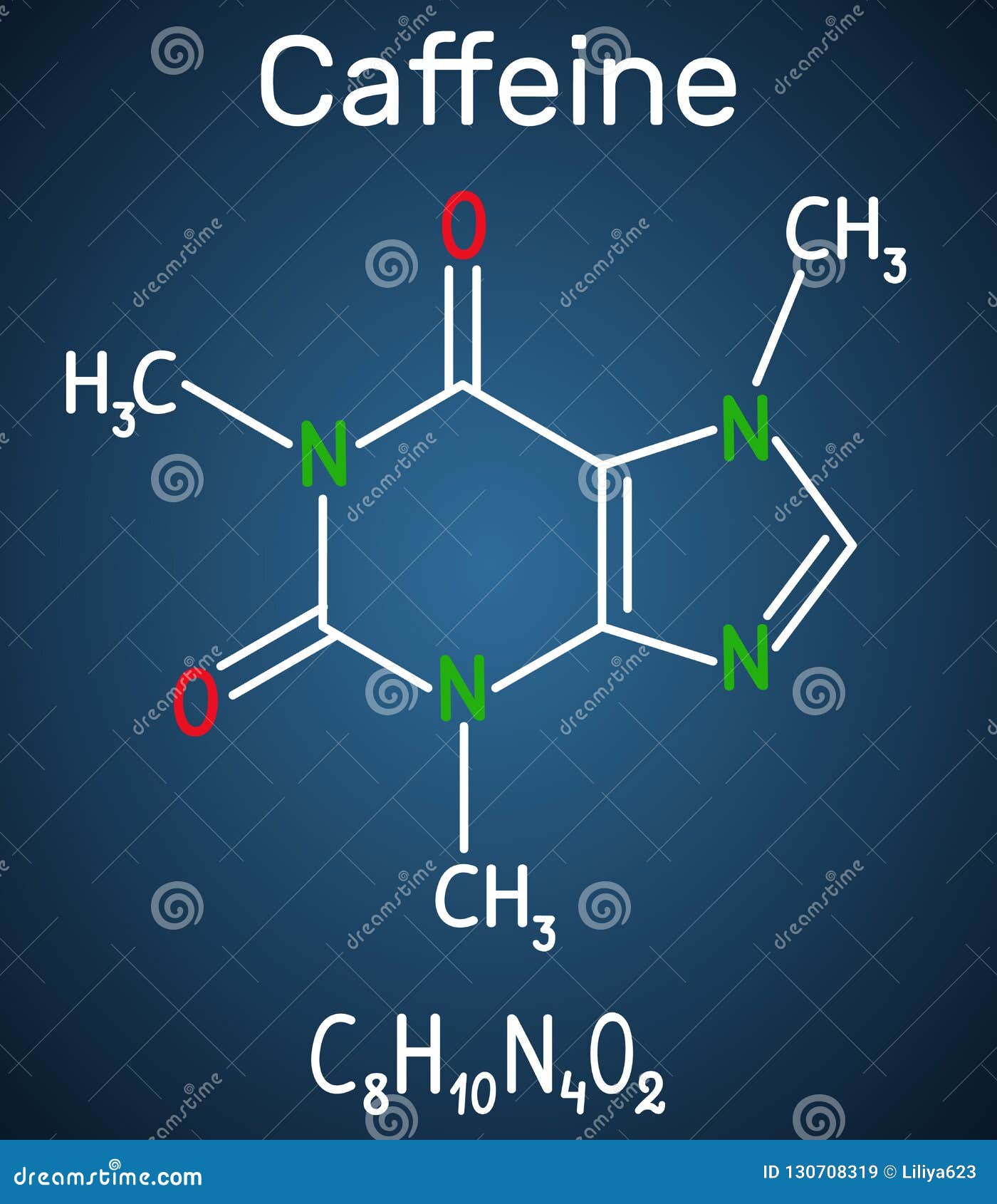 Caffeine Molecule. Structural Chemical Formula and Molecule Mode Stock ... Caffeine Molecule. Structural Chemical Formula and Molecule Mode Stock ...