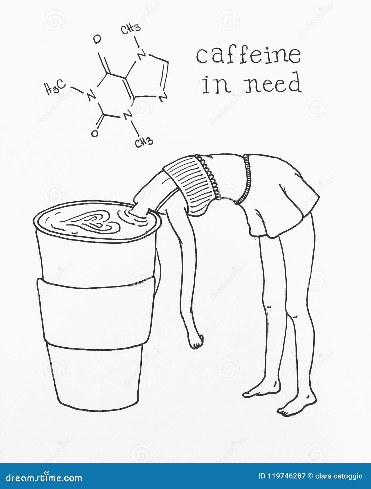 Caffeine in need stock illustration. Illustration of molecule - 119746287