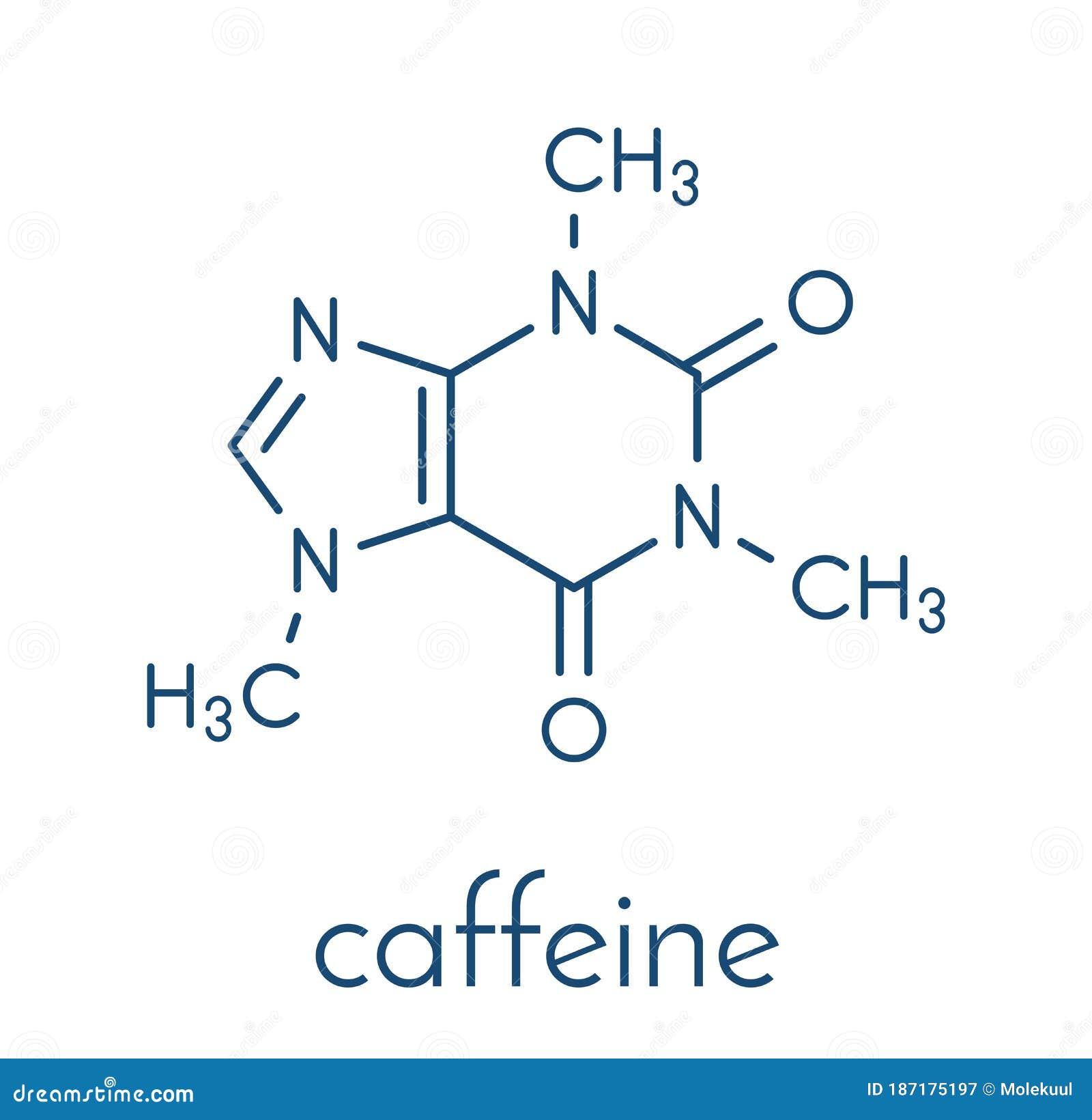 Caffeine Stimulant Molecule. Present In Coffee, Tea And Many Soft And ...