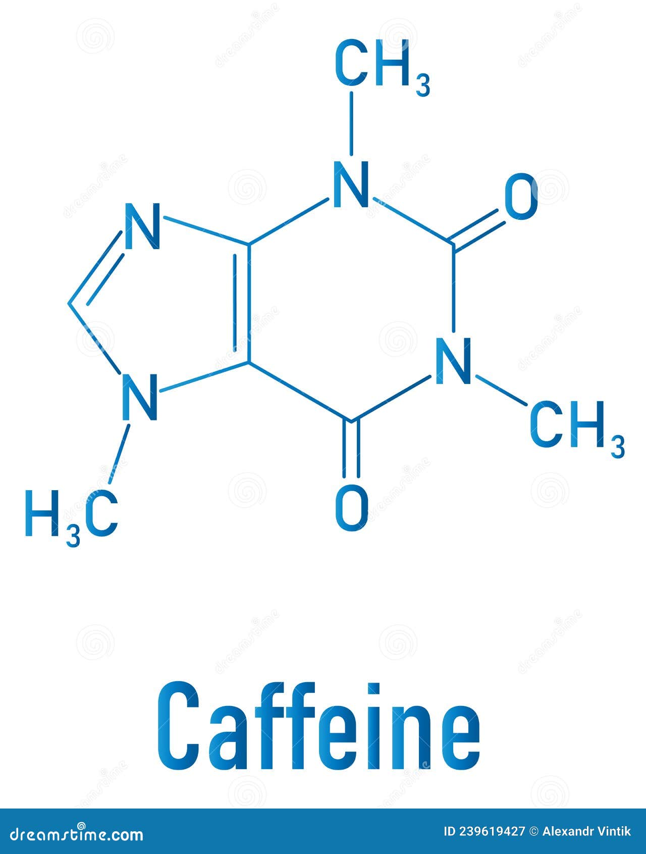 Caffeine. CNS Stimulant. Psychoactive Drug. The Structural Formula Of A ...