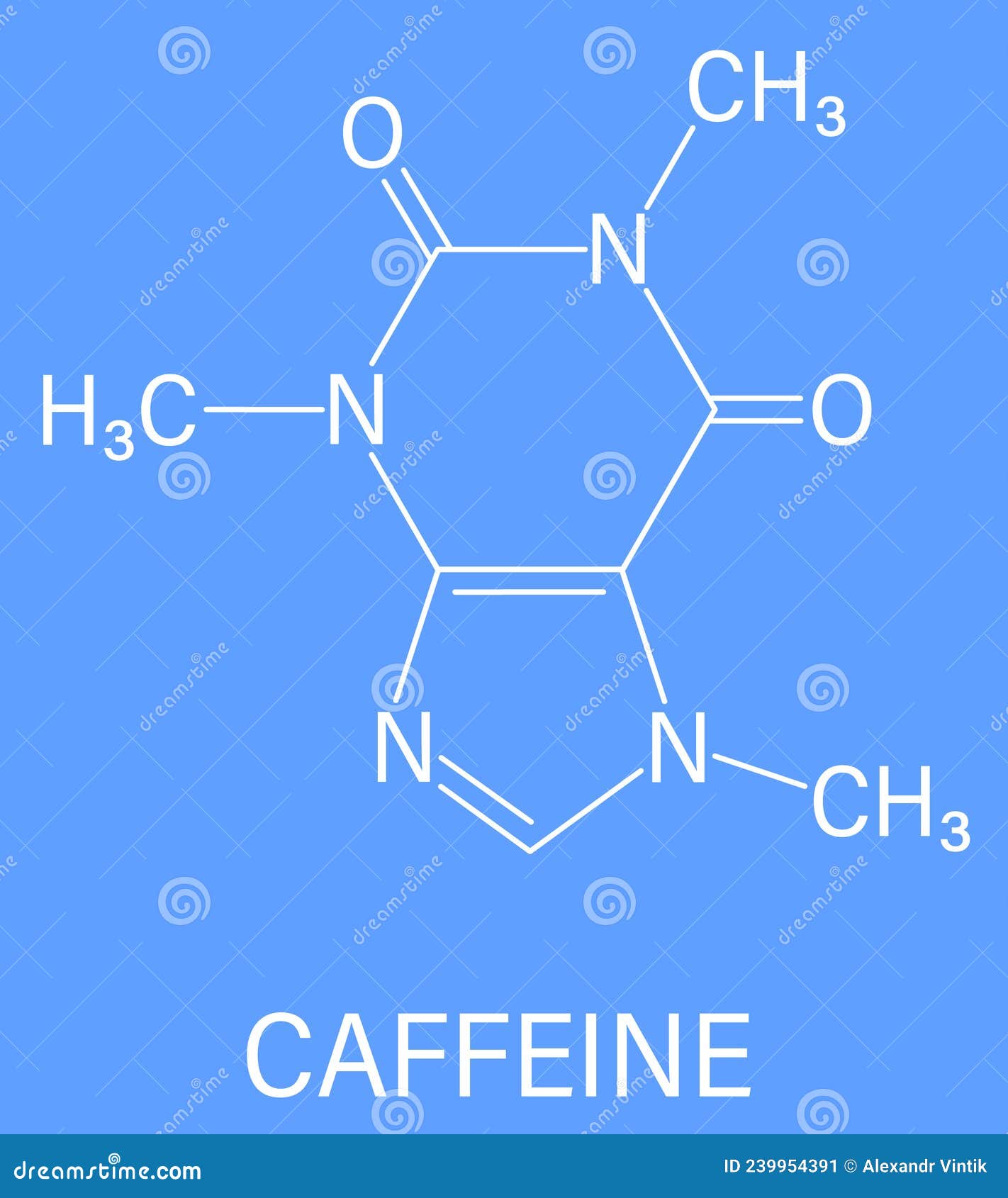 Caffeine Stimulant Molecule. Present In Coffee, Tea And Many Soft And ...